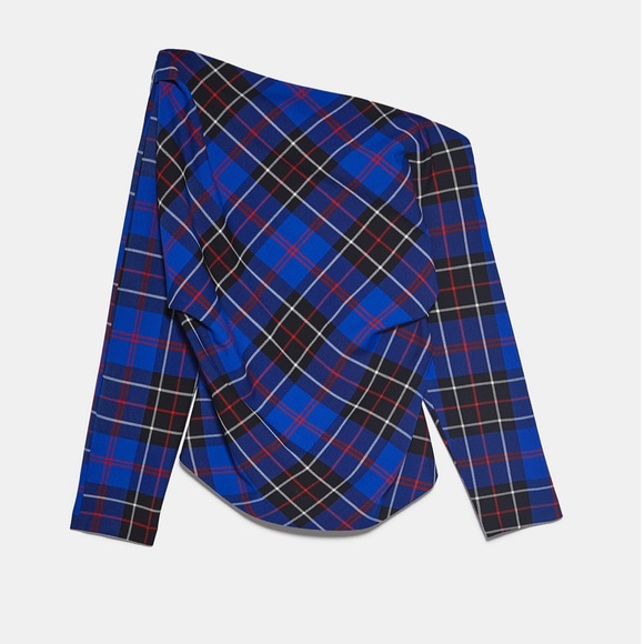 Zara | Tops | Zara Asymmetric Check Print Shirt New | Poshmark